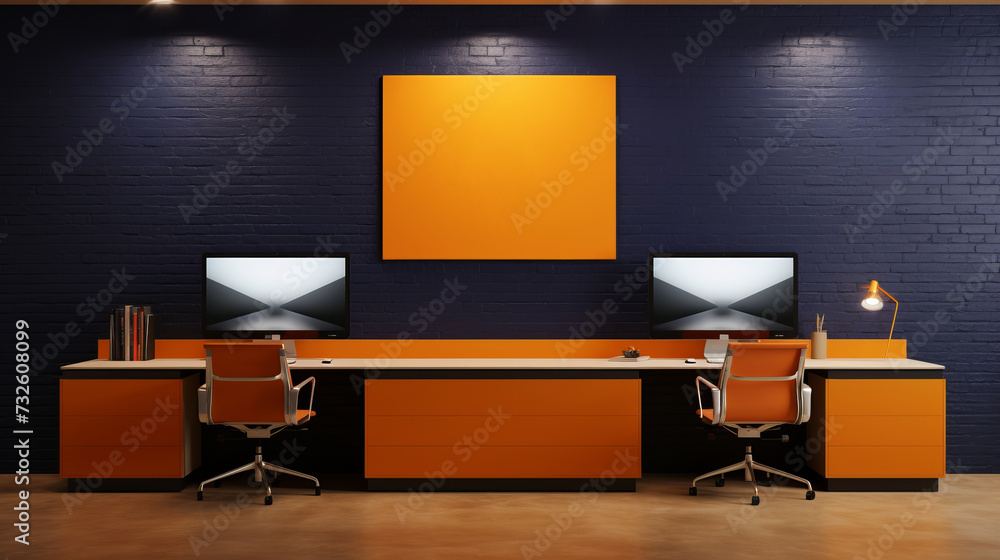 Minimalist home office wall poster mockup with modern interior design ...
