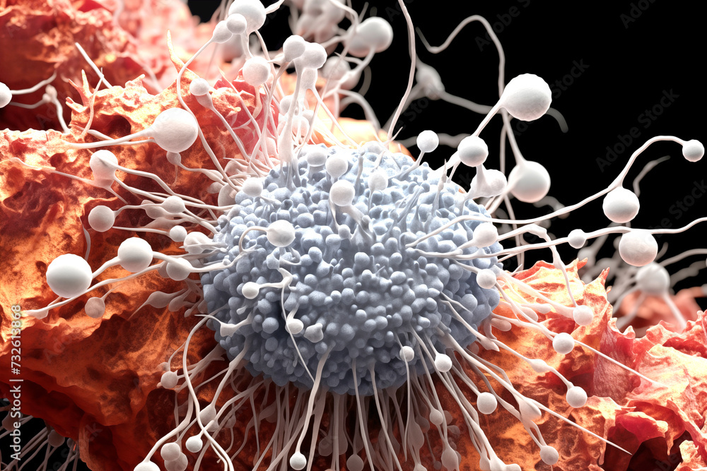 Electron microscopy of dead cells of cancer, electron microscopy, Stock ...