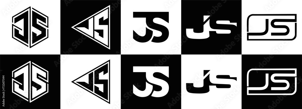 JS logo. JS set , J S design. White JS letter. JS, J S letter logo ...