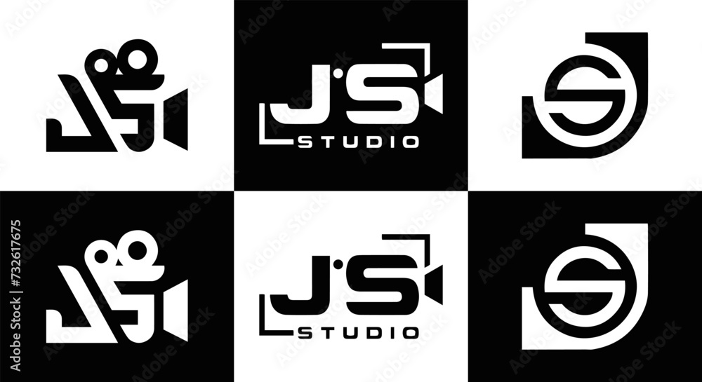 JS logo. JS set , J S design. White JS letter. JS, J S letter logo ...