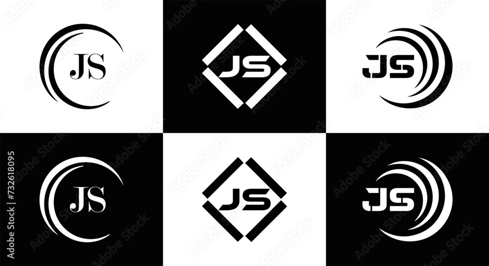 JS logo. JS set , J S design. White JS letter. JS, J S letter logo ...
