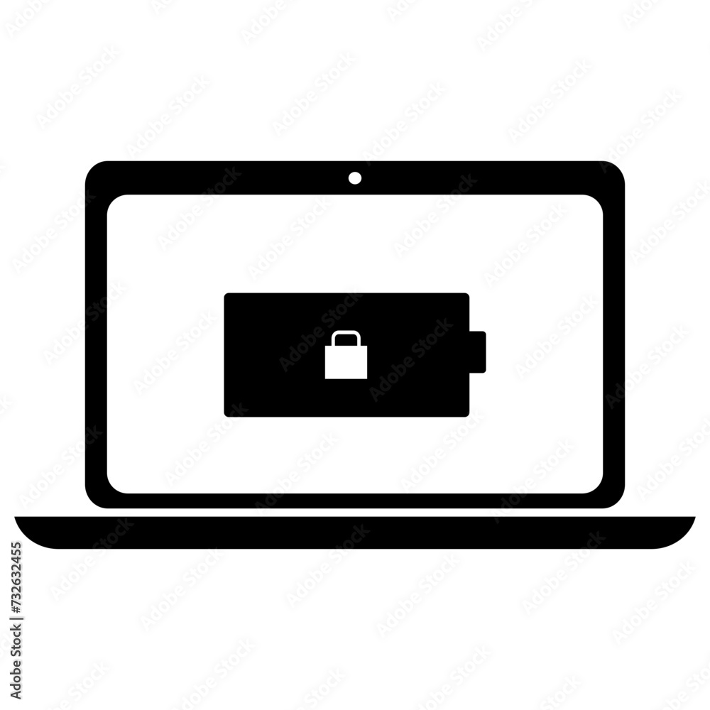 Vecteur Stock Laptop Battery Charging Filled Icon | Lock Symbol in ...