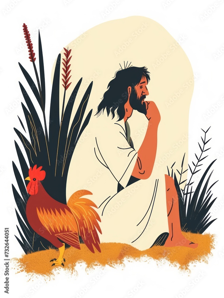 Peter denying Jesus three times before the rooster crowed - minimalist ...