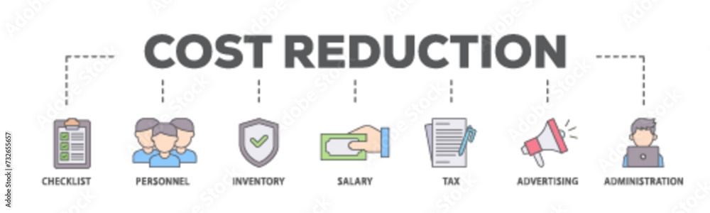 Cost reduction banner web icon illustration concept with icon of ...