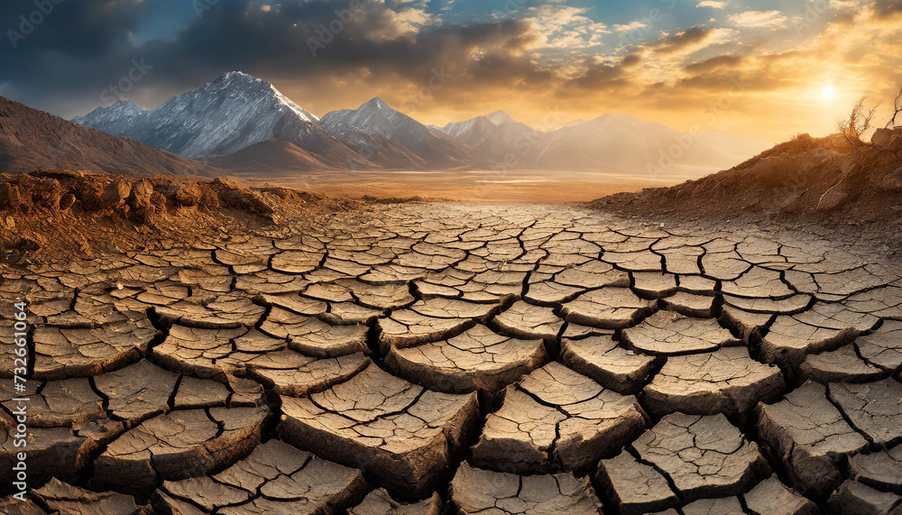 Dry cracked ground texture symbolizing global warming's impact. Barren ...