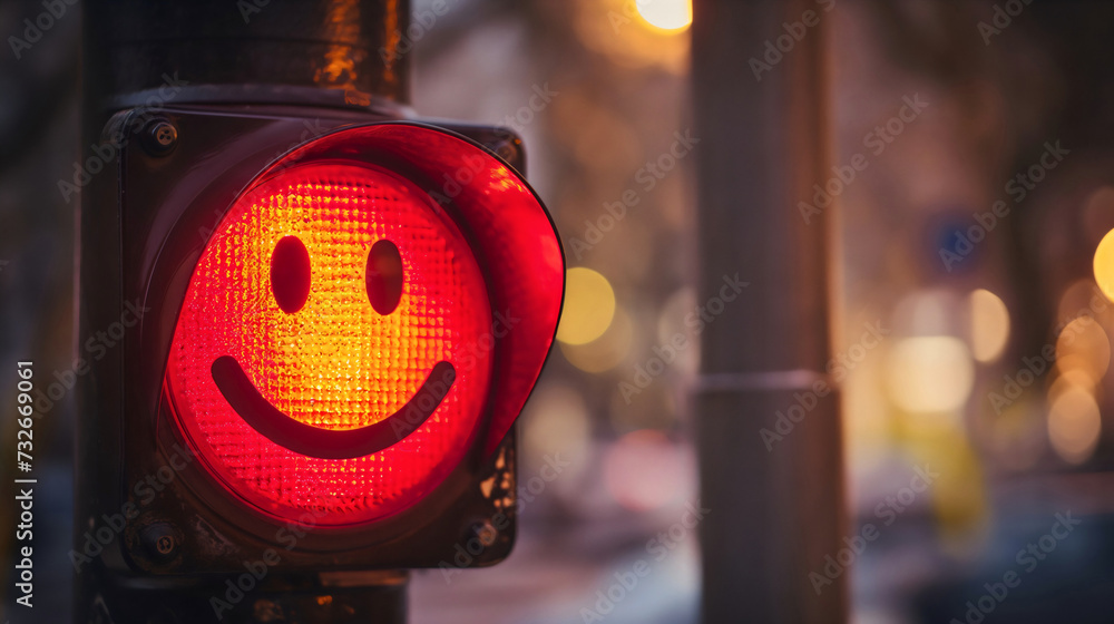 Closeup photography of a smiley face drawing on a red traffic semaphore ...