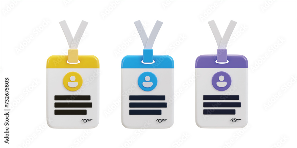 3d driver license, id card, plastic card icon vector illustration set ...