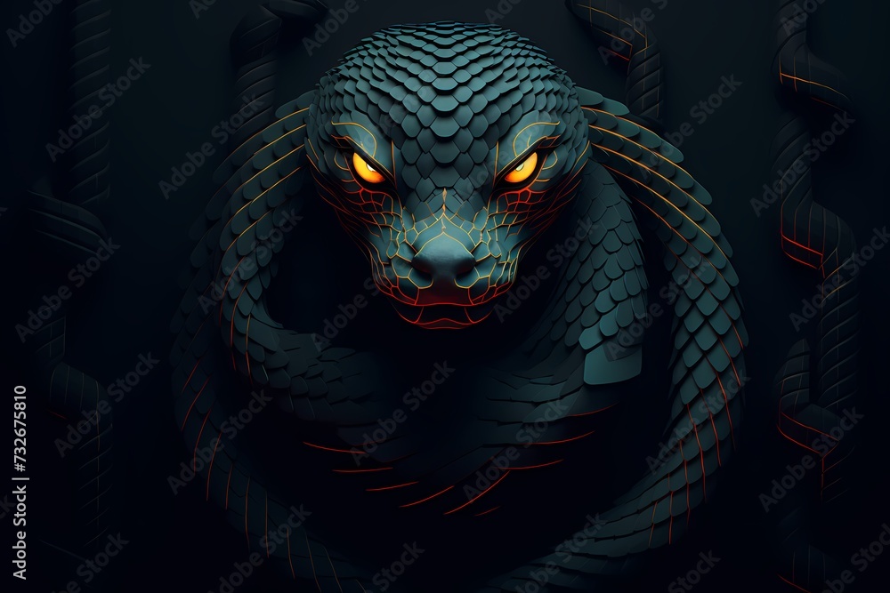 Expressive snake face logo with intricate patterns, symbolizing ...