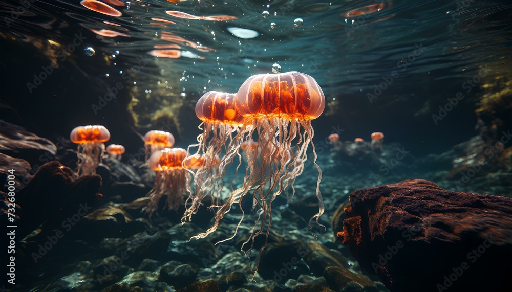 jellyfish in the sea. jellyfish in the water. Cnidarians. medusa ...