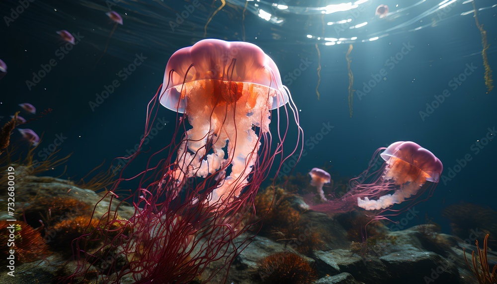 jellyfish in the sea. jellyfish in the water. Cnidarians. medusa ...
