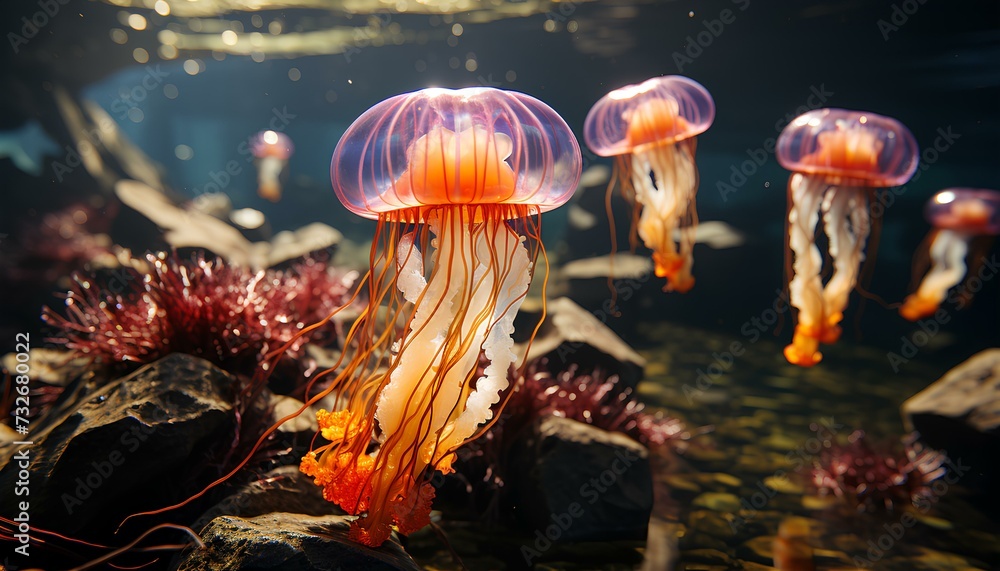 jellyfish in the sea. jellyfish in the water. Cnidarians. medusa ...
