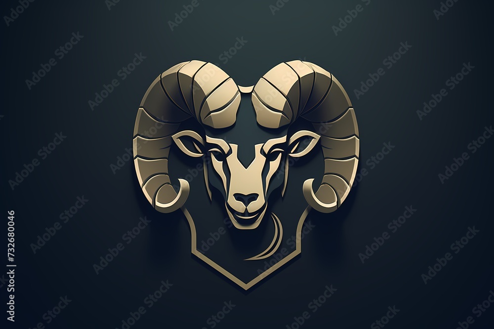 Regal ram face logo with majestic horns, portraying strength and ...