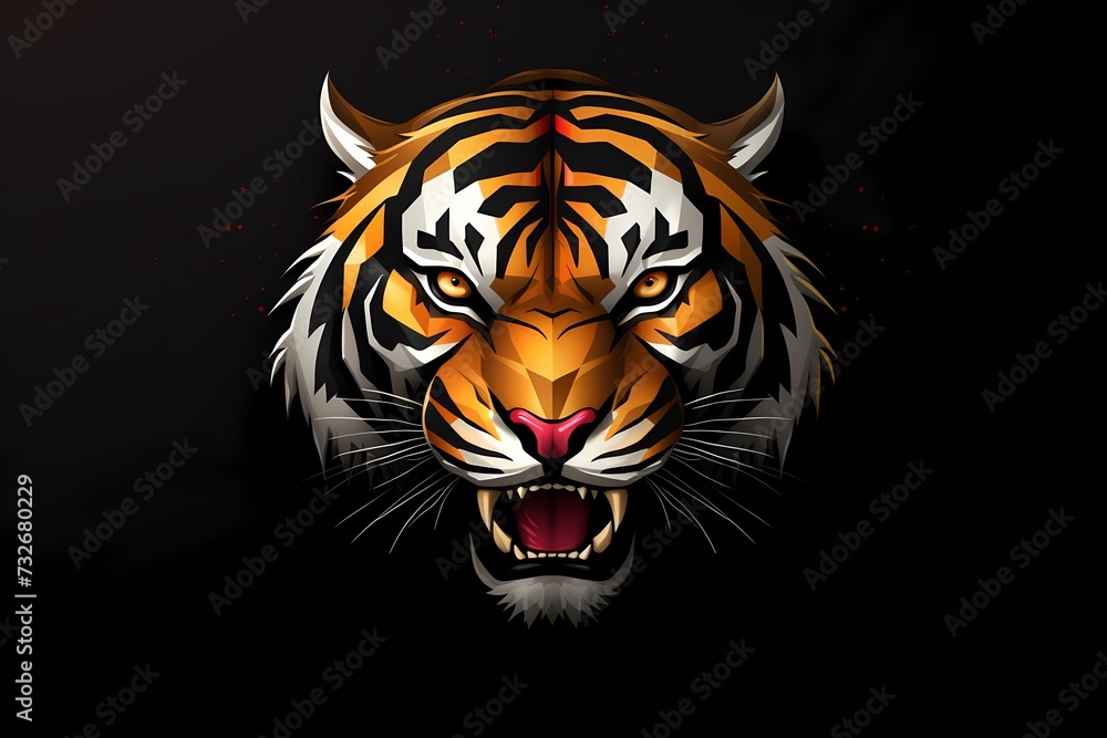 Regal tiger face logo with bold stripes, symbolizing strength and ... Regal tiger face logo with bold stripes, symbolizing strength and ...