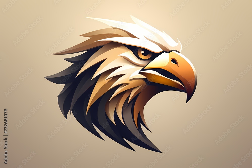 ภาพประกอบสต็อก Striking eagle face logo with sharp details, conveying ...