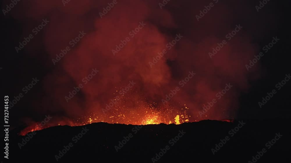 Iceland volcano eruption lava magma from crater Fagradalsfjall Hagafell ...