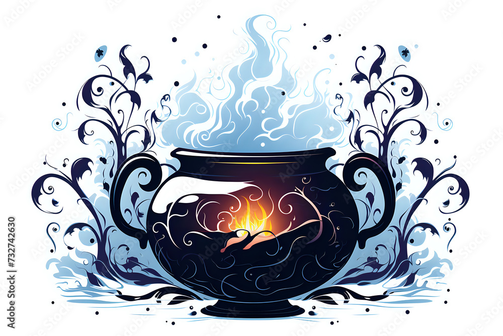 Enchanted Cauldron with Magical Smoke. Illustration of a mystical ...