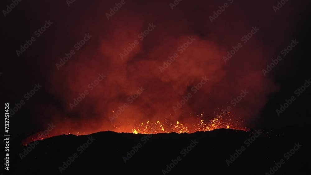 Iceland volcano eruption lava magma from crater Fagradalsfjall Hagafell ...