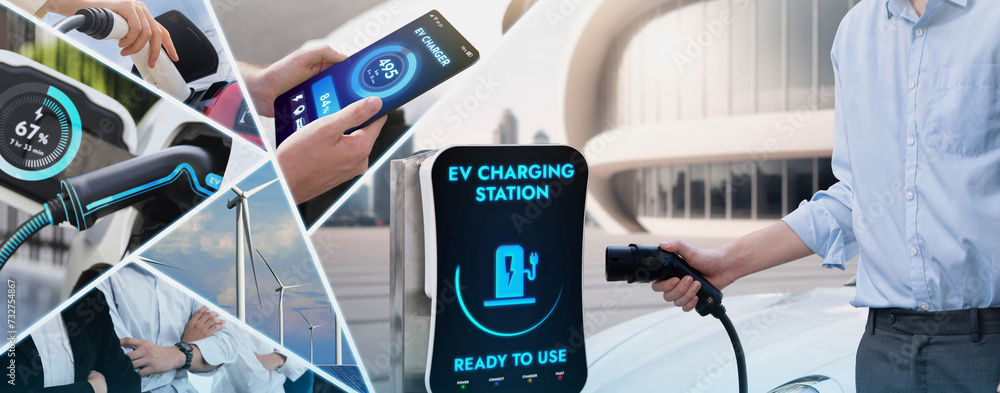 EV electric car vehicle charging and sustainable LCA green energy ...