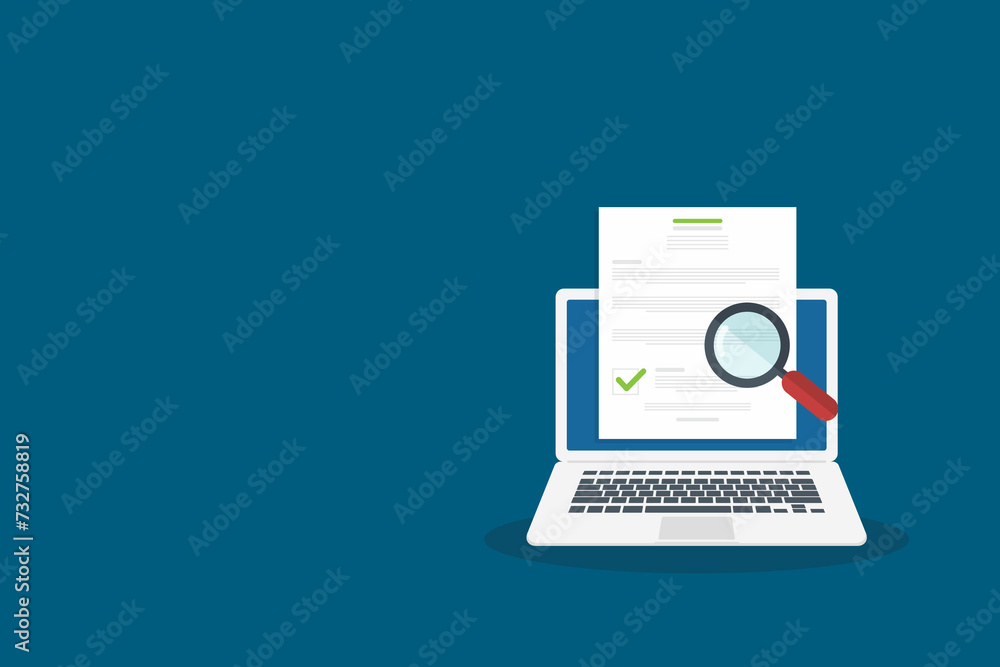 Online digital document inspection or assessment evaluation on laptop ...