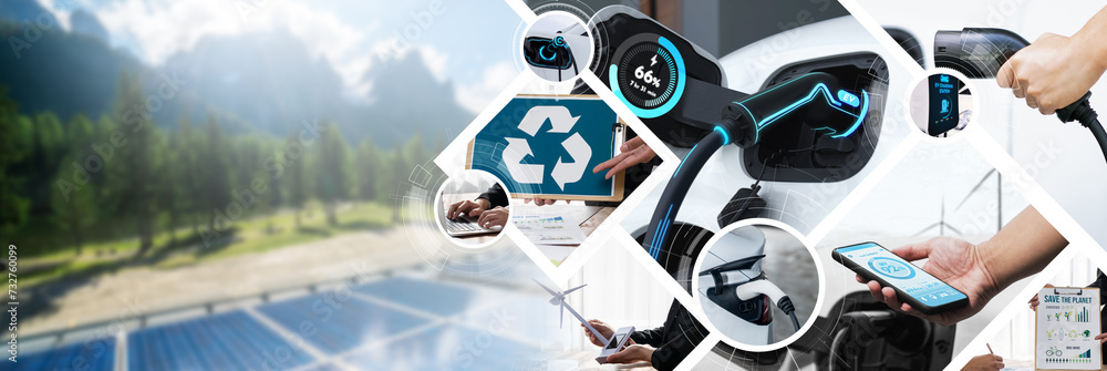 EV electric car vehicle charging and sustainable LCA green energy ...