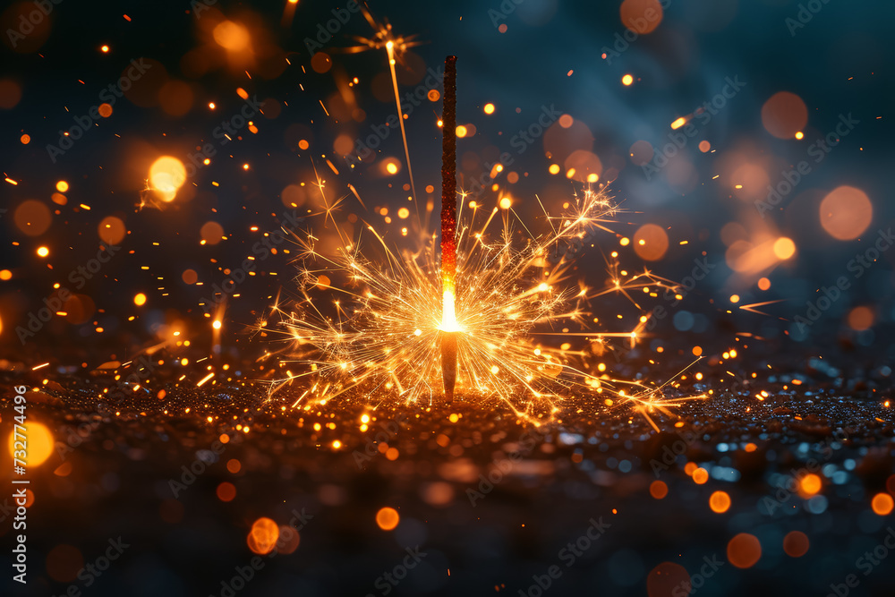 A spark igniting a chain reaction of fireworks, symbolizing the ...