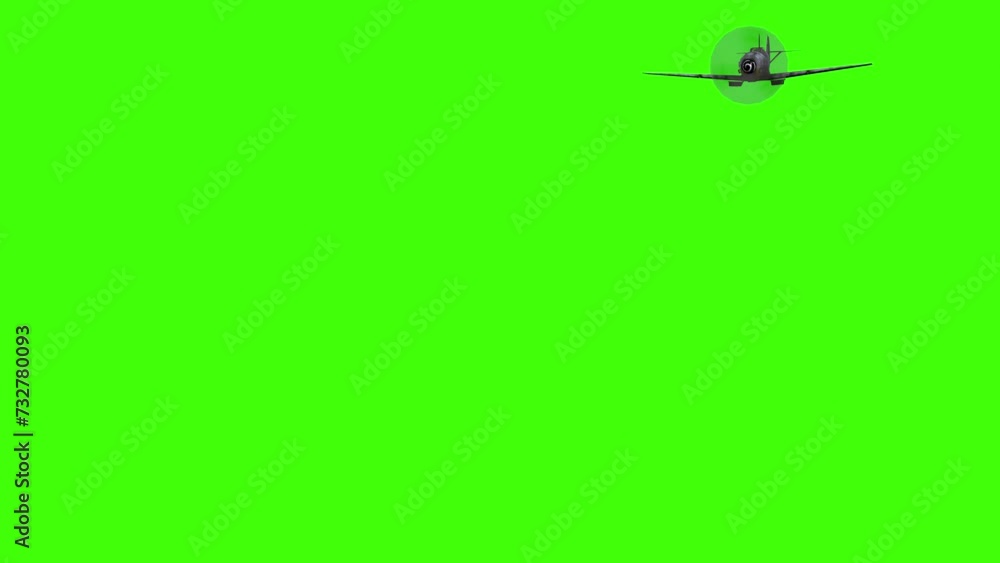 3d World War 2 fighter V12 engine aircraft take off approaching from a ...