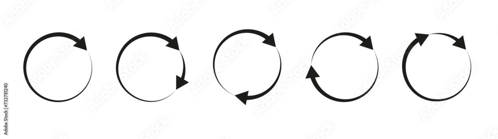 Round arrows set isolated. Rotate arrow and spinning loading symbol ...