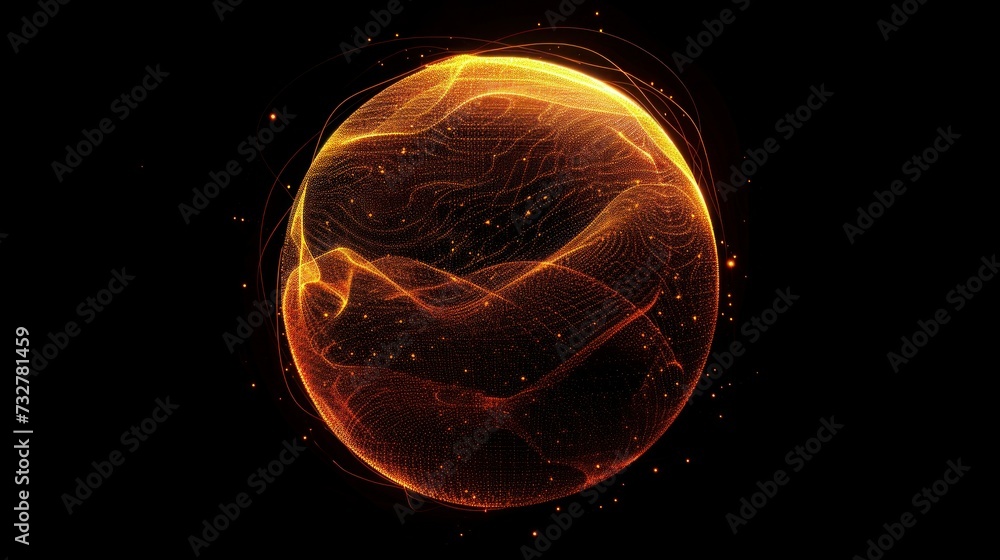A 3D representation of an illuminated distorted sphere created from ...