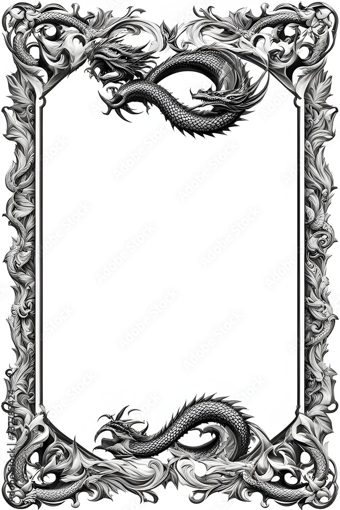 Dragon Border Frame, Dragon Style Border Stock Illustration | Adobe Stock