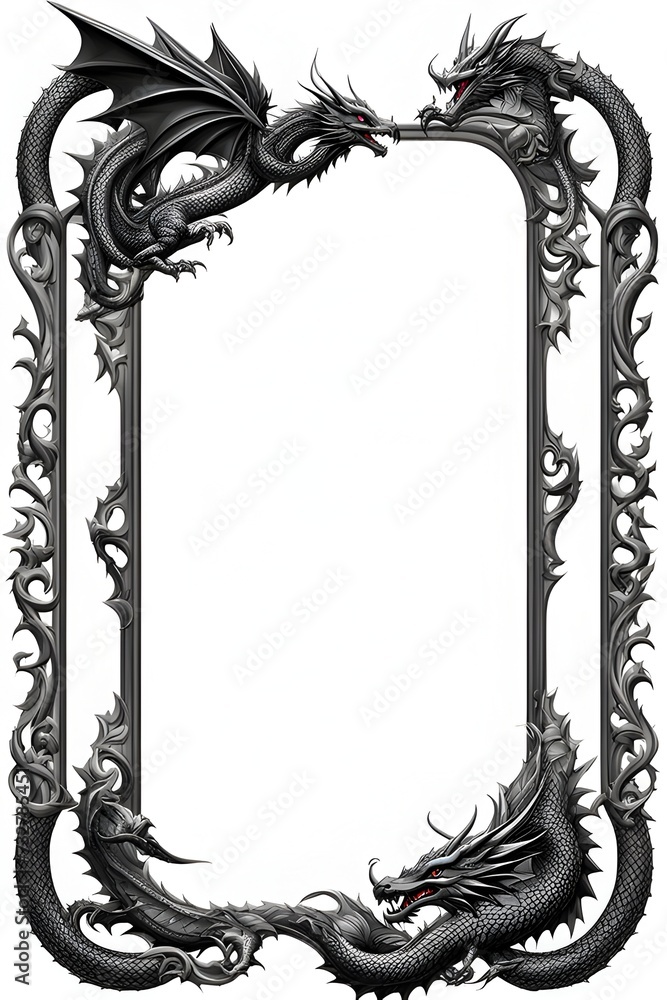 Dragon Border Frame, Dragon Style Border Stock Illustration | Adobe Stock