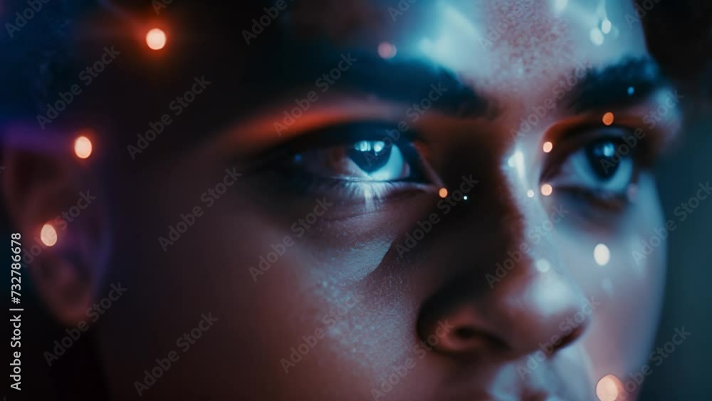 Face analysis.Handsome Young asian Man is Identified by Biometric ...