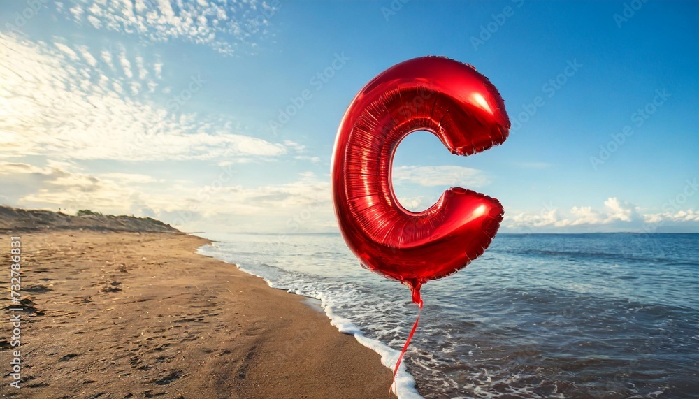 red balloon font letter c made of realistic helium red balloon 3d ...