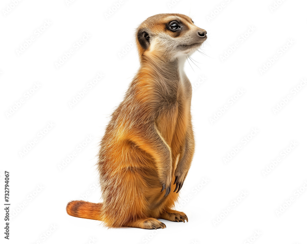 Meerkat or Suricate, Suricata suricatta, isolated on white transparent ...