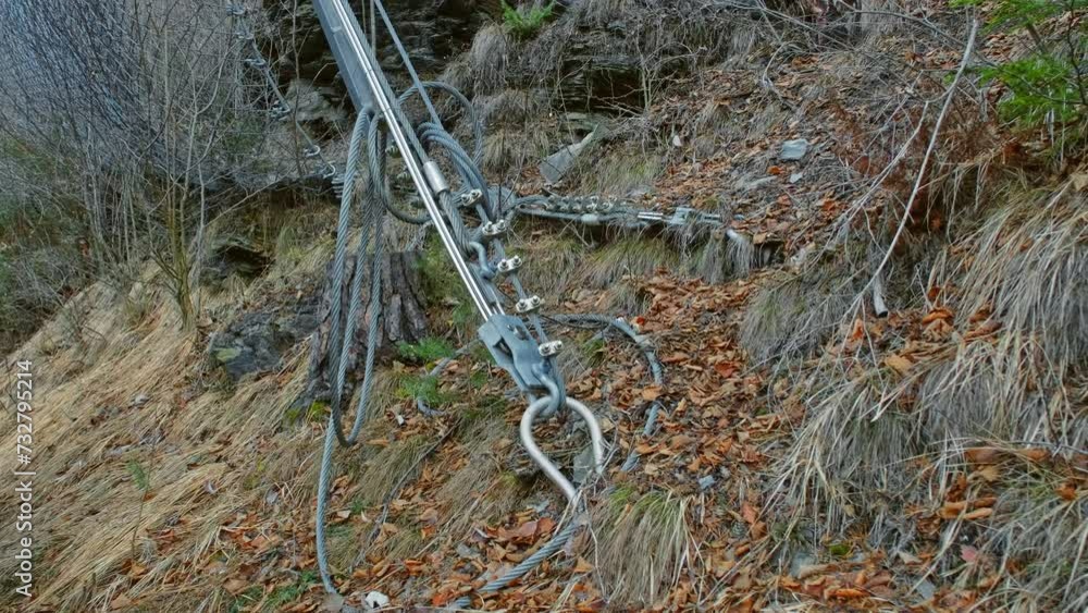 Rockslide Prevention Rockfall Safety Netting Supported by Metal Steel Wire Cable Anchored in ...