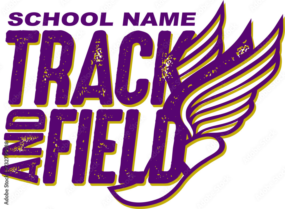 track and field team design with winged foot for school, college or ...