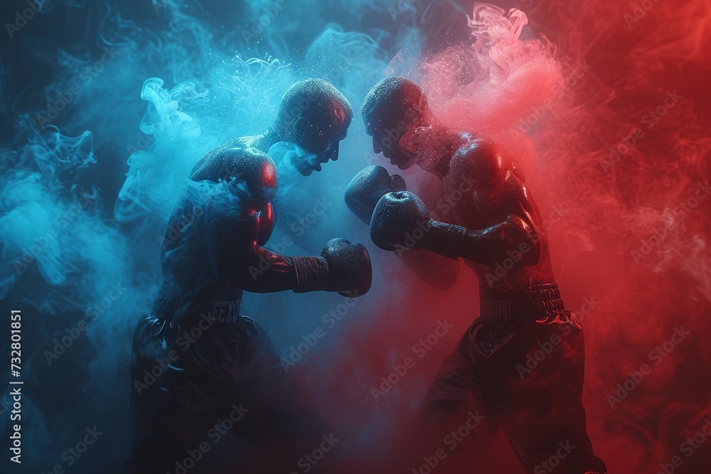 Two adversaries engage in a fierce underwater battle, their silhouettes ...