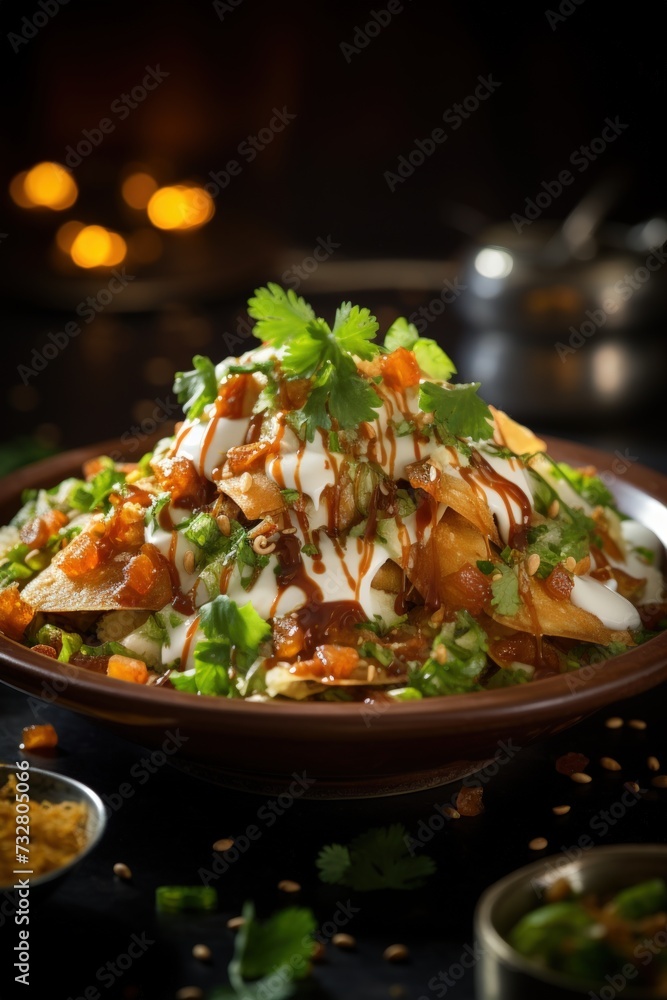 Samosa Chaat with Tamarind Chutney. Best For Banner, Flyer, and Poster ...