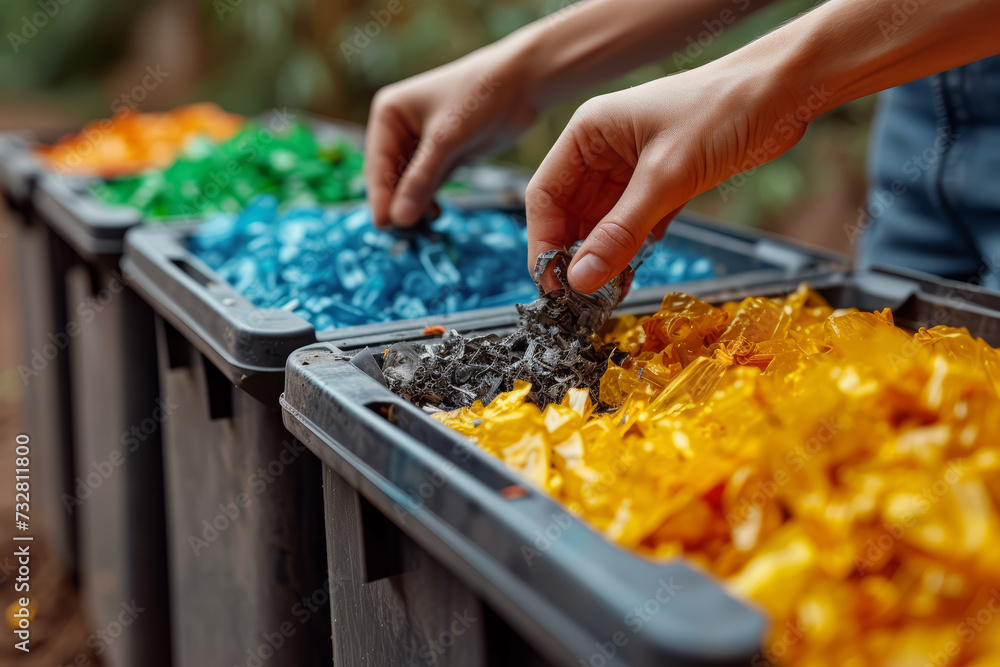 A person sorting waste into recycling bins, emphasizing the importance ...