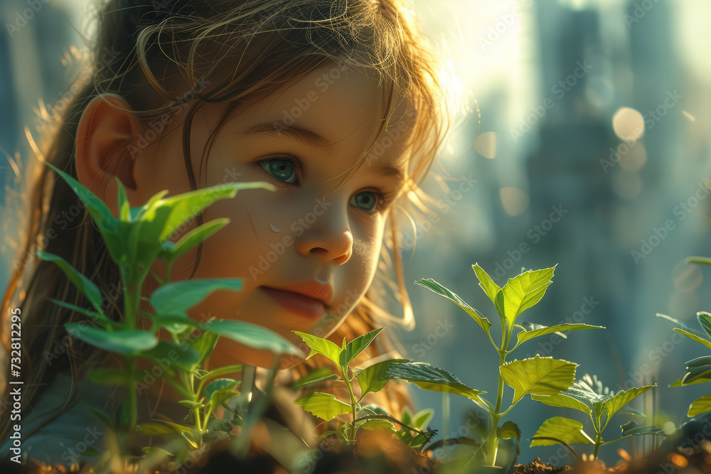 A scene of children engaging in environmental learning activities ...
