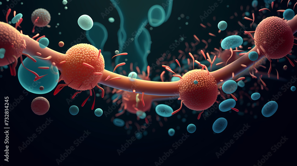 Various shapes of bacteria, probiotics under microscope, science ...