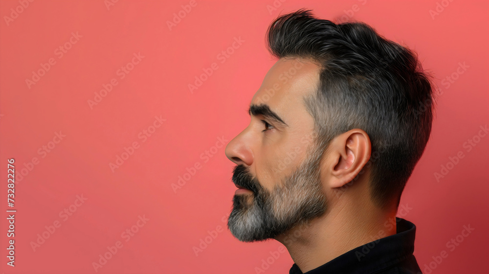 Handsome and good looking middle aged man in his 40s or 50s with gray ...