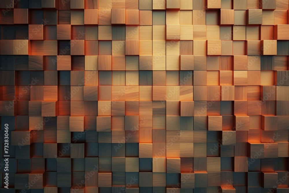 3D mosaics forming a wall with a soft sheen. Rectangular blocks stacked ...