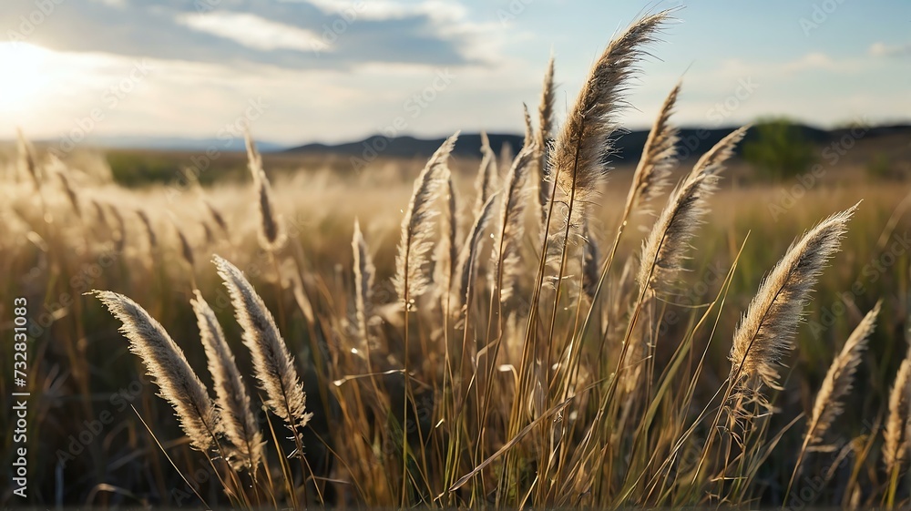 Tussock of prairie grass on plain white background from Generative AI ...