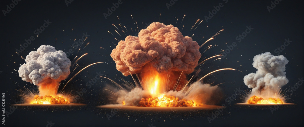 Explosive artworks created with generative AI on transparent background ...