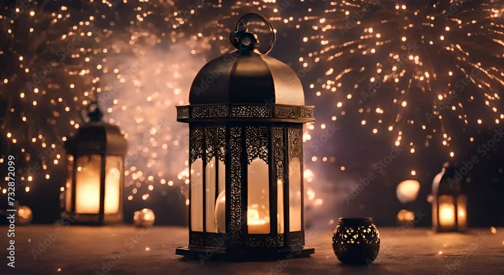 Loop Background of Eid Al Adha Mubarak and Traditional Lanterns Ramadan ...