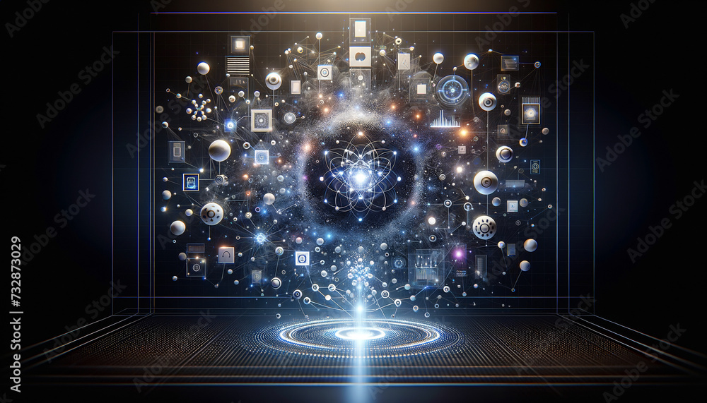 Futuristic AI and Quantum Computing Interface with Abstract Quantum ...