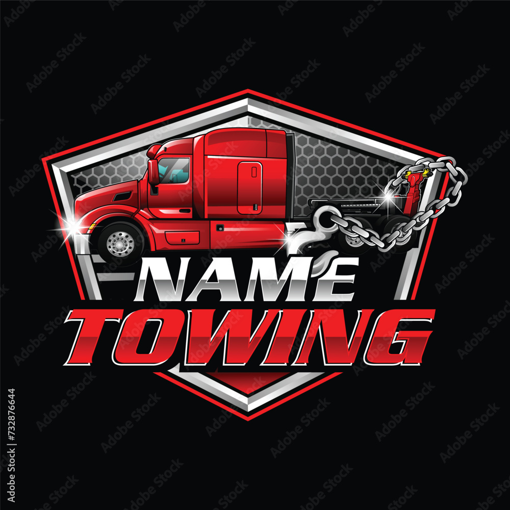 Towing truck service logo design. Wrecker and towing truck service ...