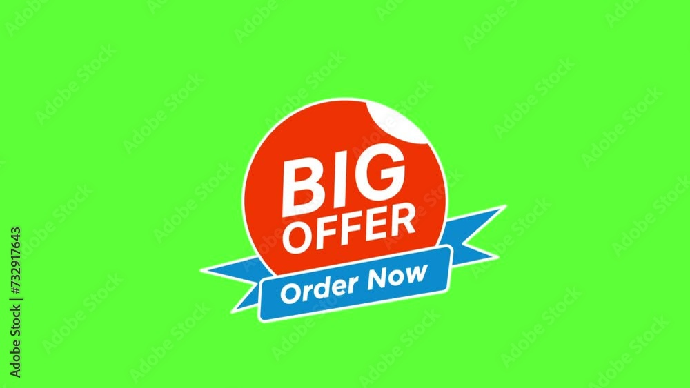 4K motion graphics animation of big offer and order now on chroma key ...