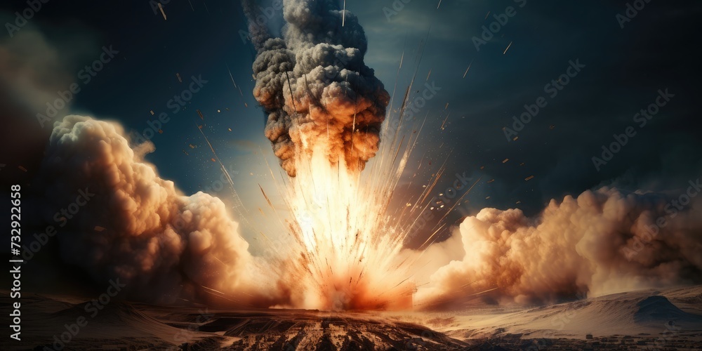 The projectile soared through the air, leaving a trail of smoke behind ...