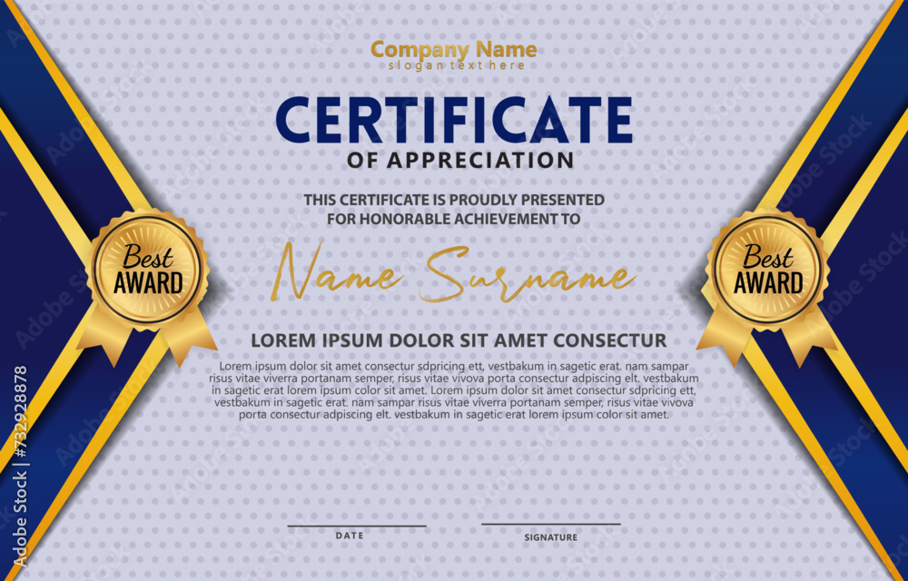 modern best award certificate for archievement and appreciation blank ...